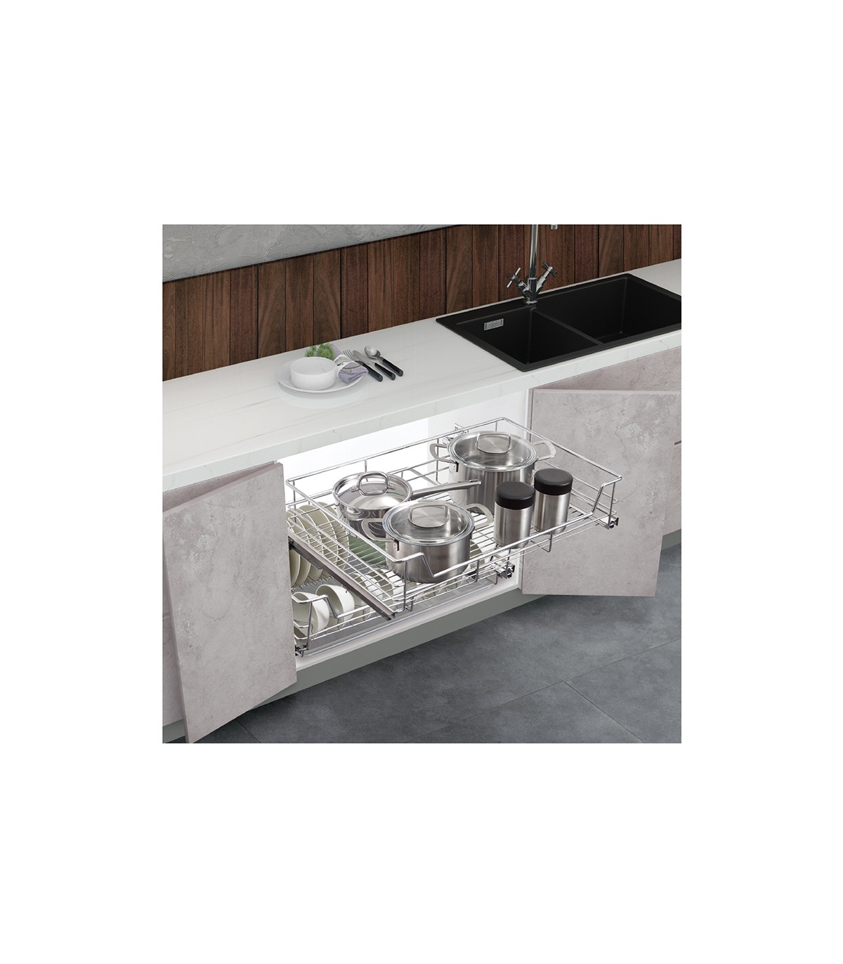 ecoWare Multi-function Pull Out Basket with Undermount Organizer ...
