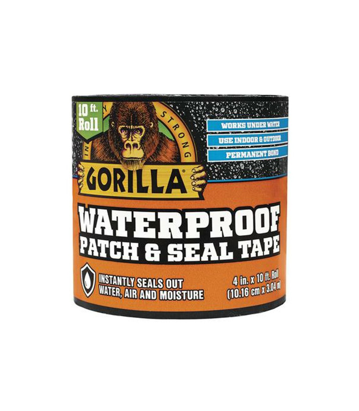 Gorilla Waterproof Patch & Seal Tape Black - 4 inch x 10 ft - Hardware ...
