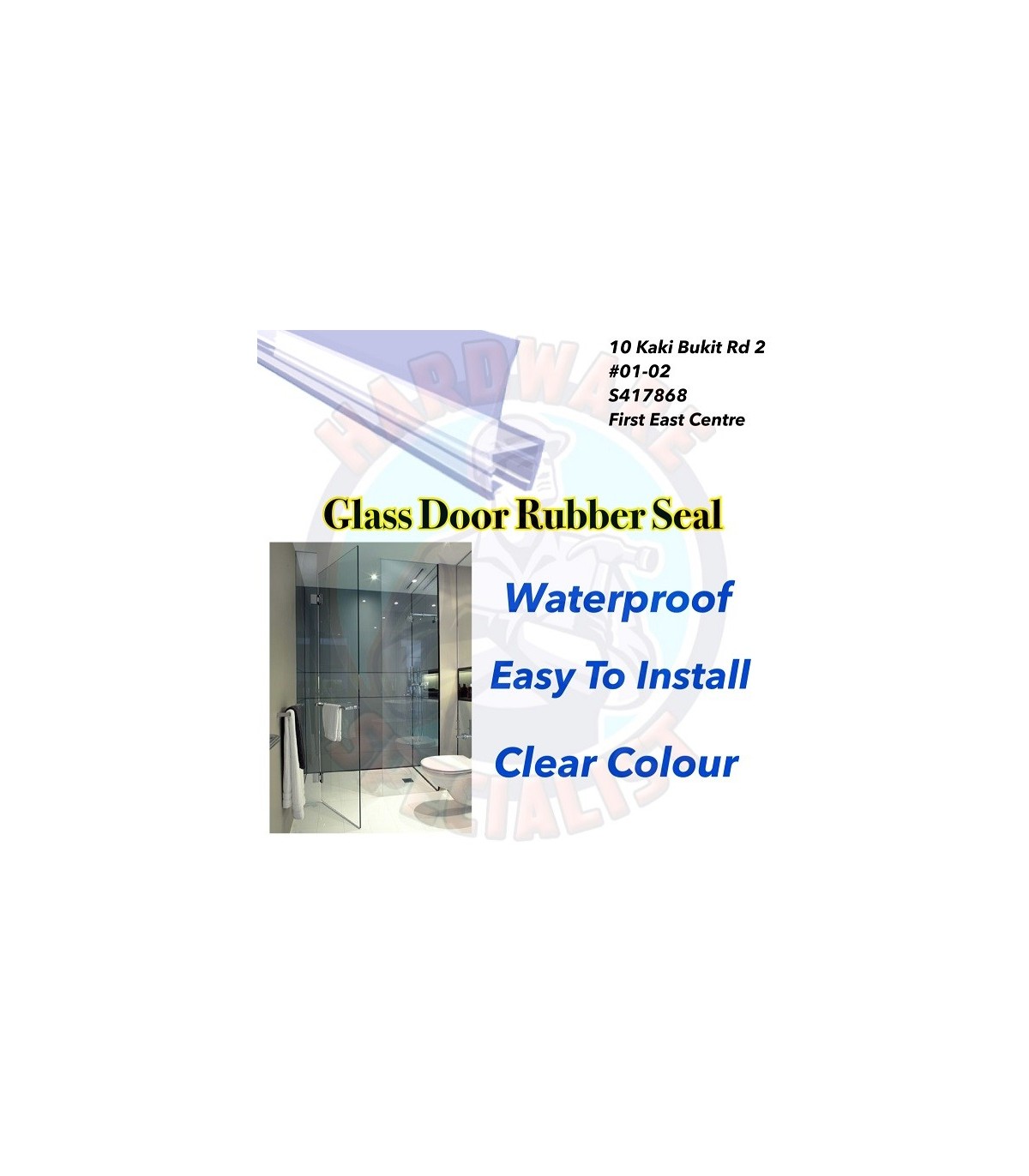 Hardware Specialist Bathroom H Shape Glass Door Seal - Hardware Specialist