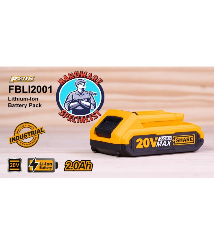 Ingco FBLI20011 20V Lithium-Ion 2.0Ah Battery Pack for Power Tools ...