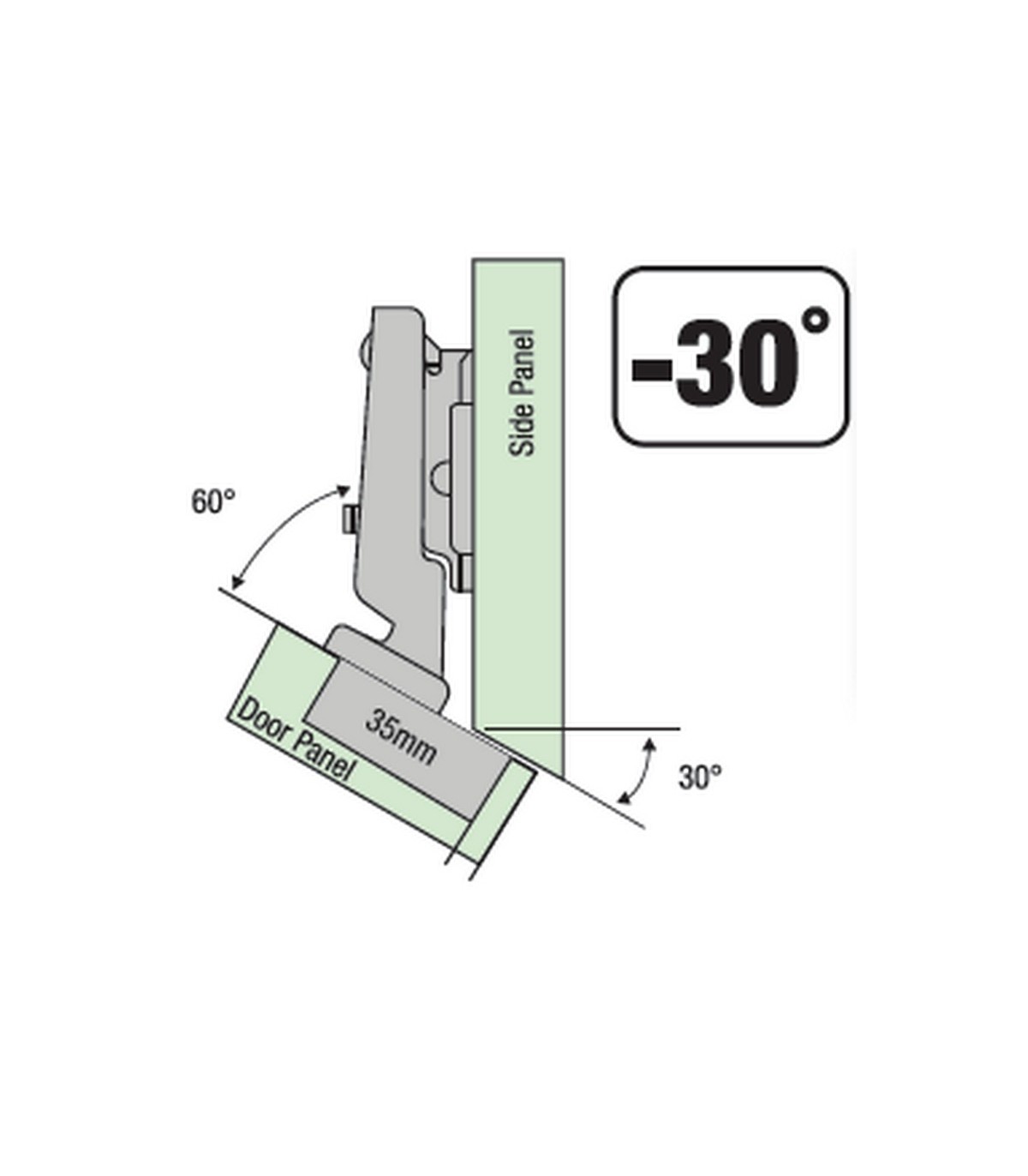 ecoWare -30° Air Pressure Special Conceal Hinge - 4 Hole