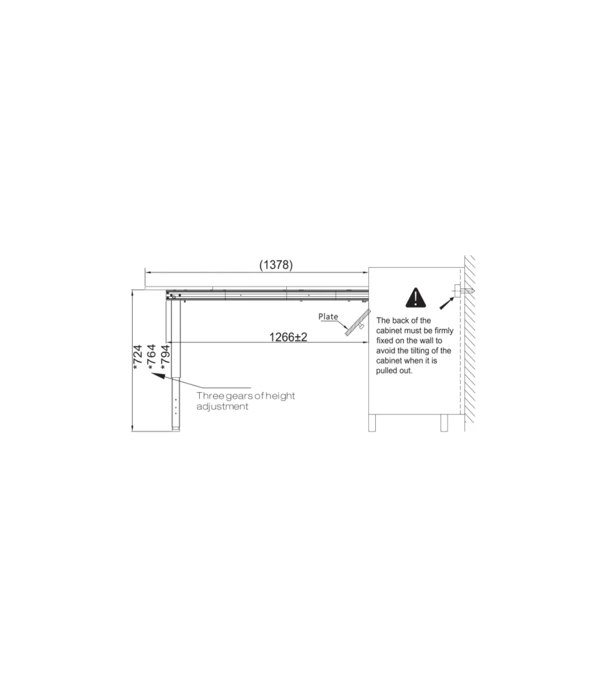 ecoWare DS-TBE01 Pull Out Table with Folding Leg