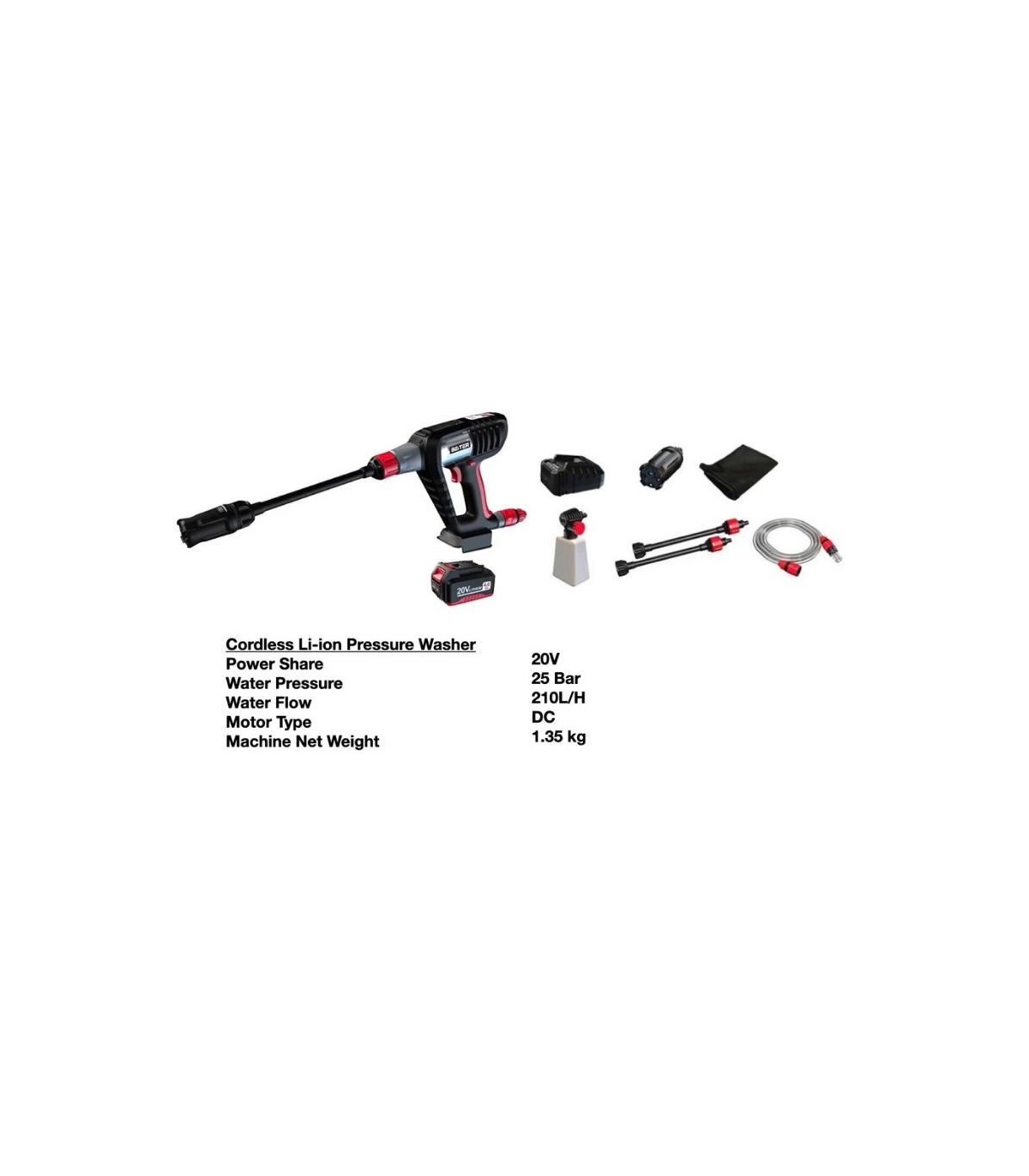 Beiter 20V Lithium-Ion Hydro Gun Car Wash Cordless Pressure Washer ...