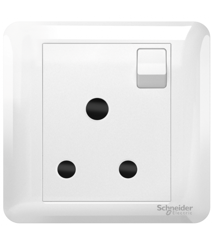 Schneider A3G15_15_WE_G2 15A 250V 1 Gang 3 Round Pin Switched Socket ...