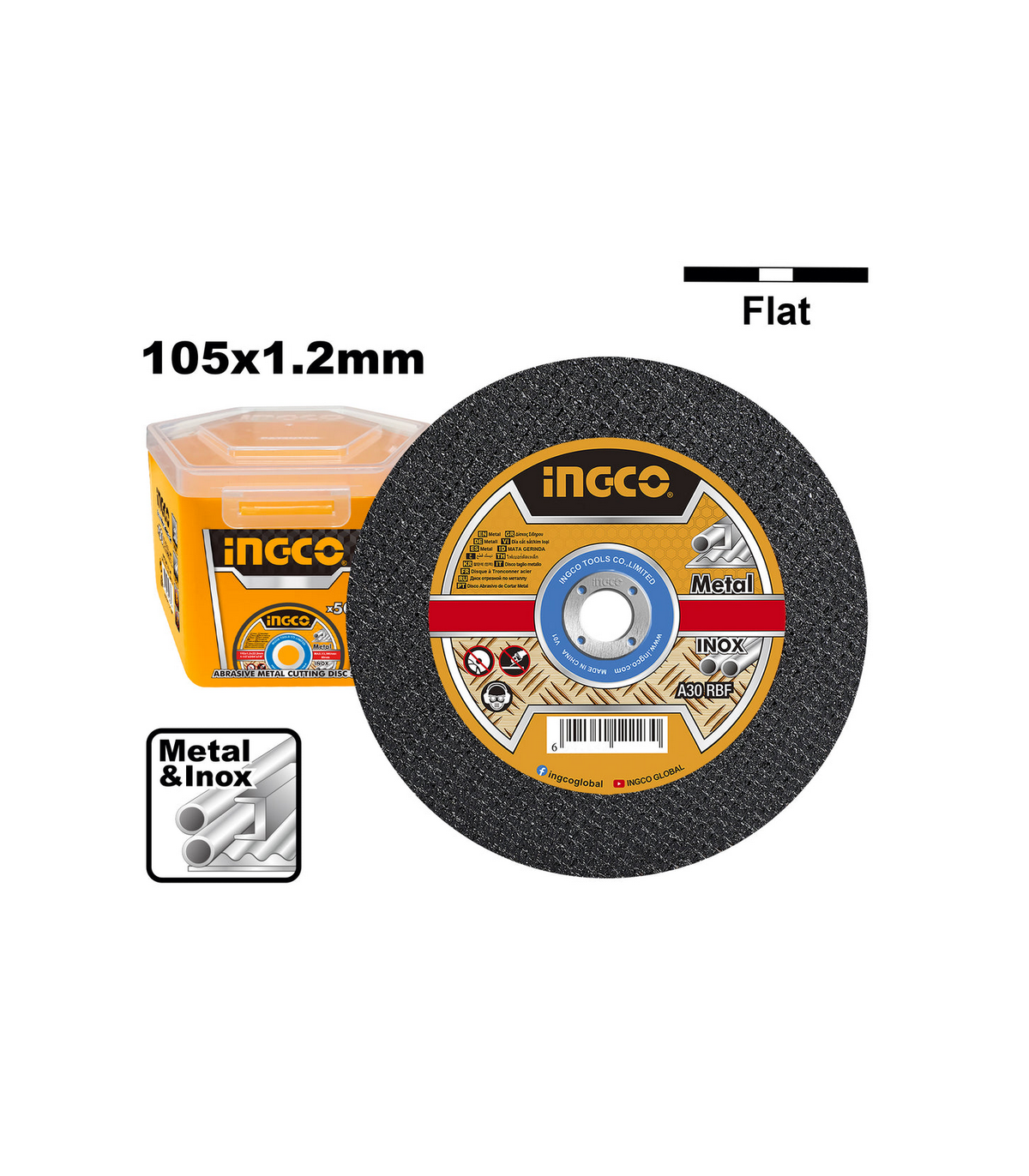 Ingco MCD1210550 4-Inch High-Performance Abrasive Metal Cutting Disc ...