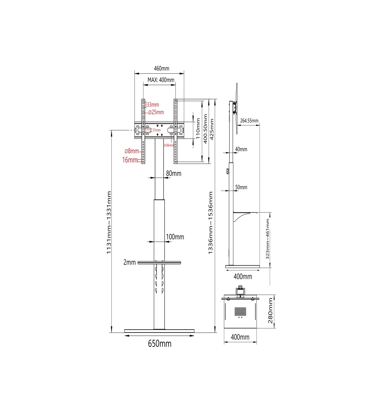 Titan SGB103 90° Swivel Height Adjustment TV Bracket - hardware Specialist