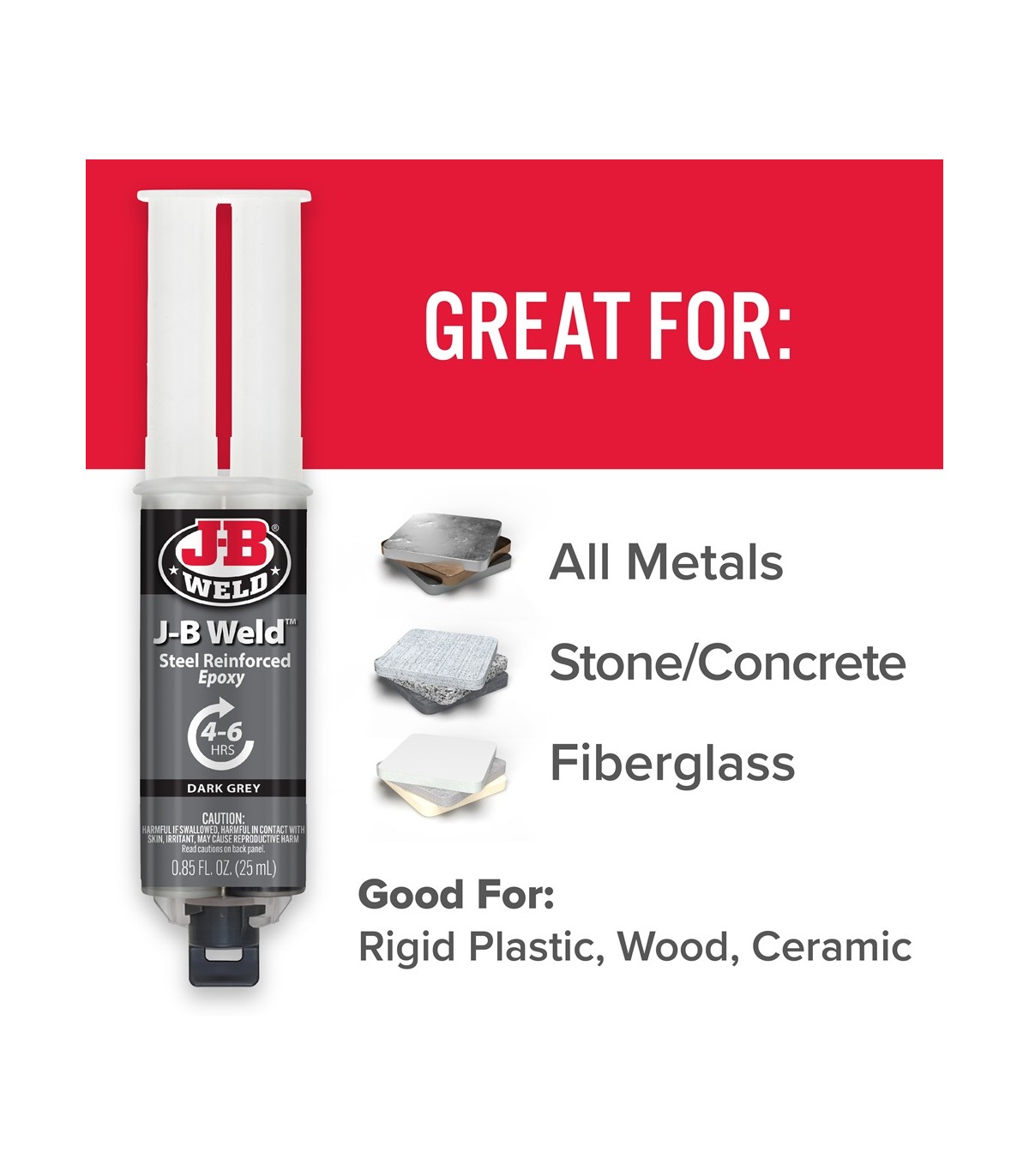 J-B Weld 50165 Cold-Weld Steel Reinforced Epoxy Adhesives Syringe ...