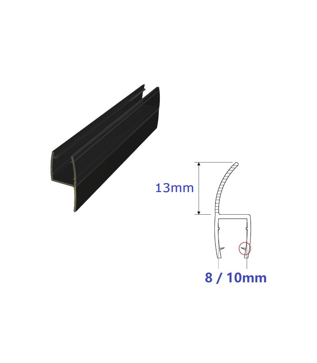 Hardware Specialist Bathroom H Shape Black Glass Door Seal - Hardware ...