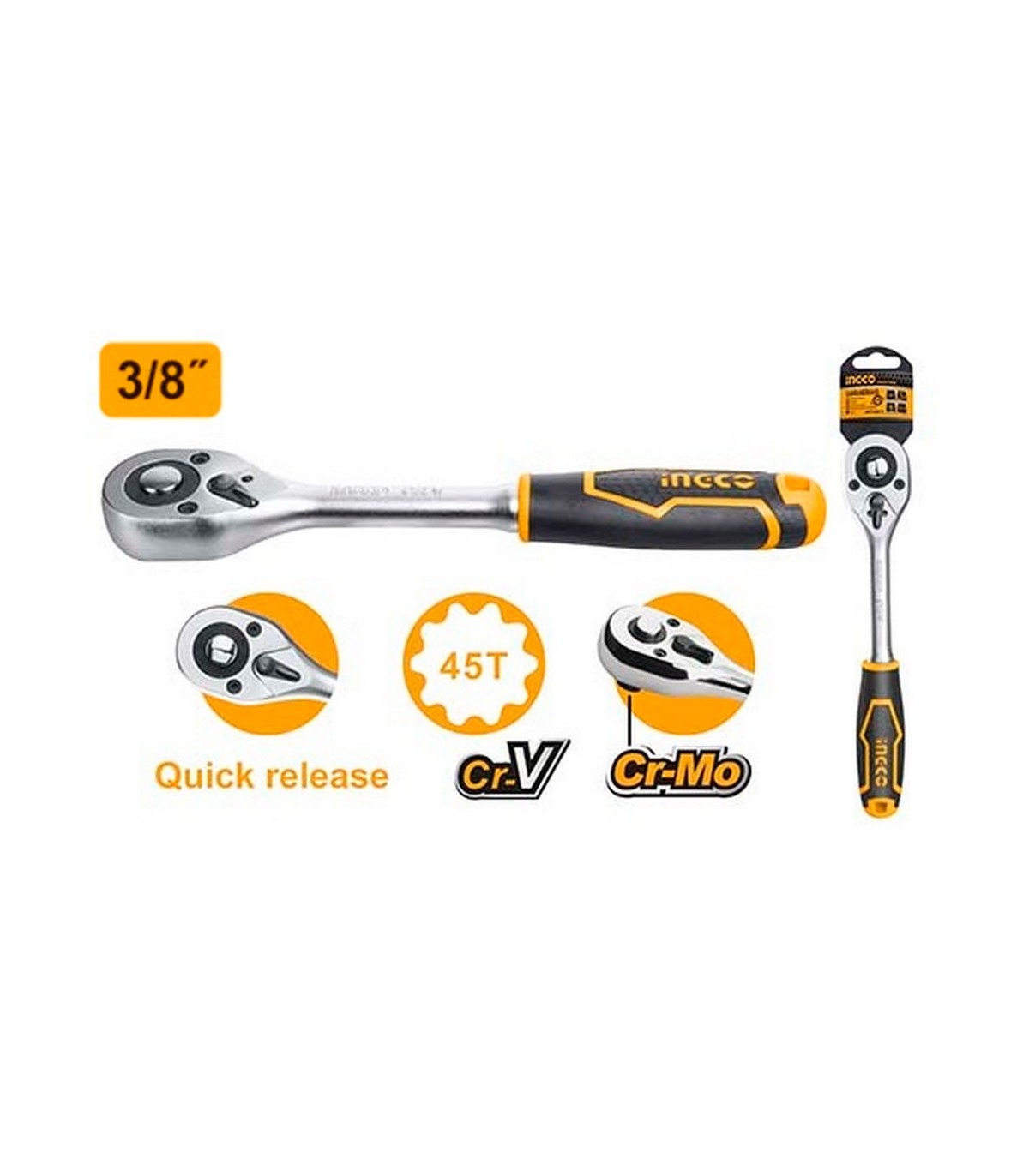 Ingco HRTH0838 3/8 Inch Drive Durable Steel Ratchet Wrench - Hardware ...