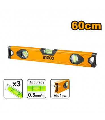 Ingco HSL18060 60cm High Accuracy Spirit Level Tool - Hardware Specialist