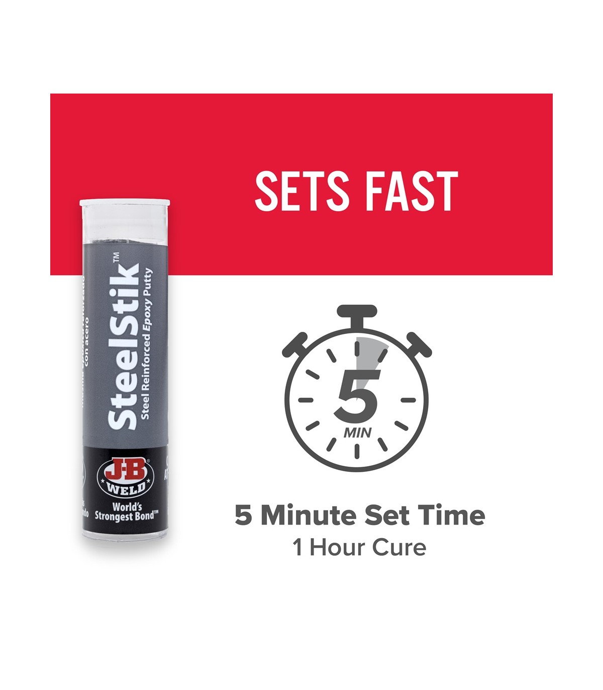J-B Weld 8267 SteelStik Steel Reinforced Epoxy Putty Stick - 2 oz ...