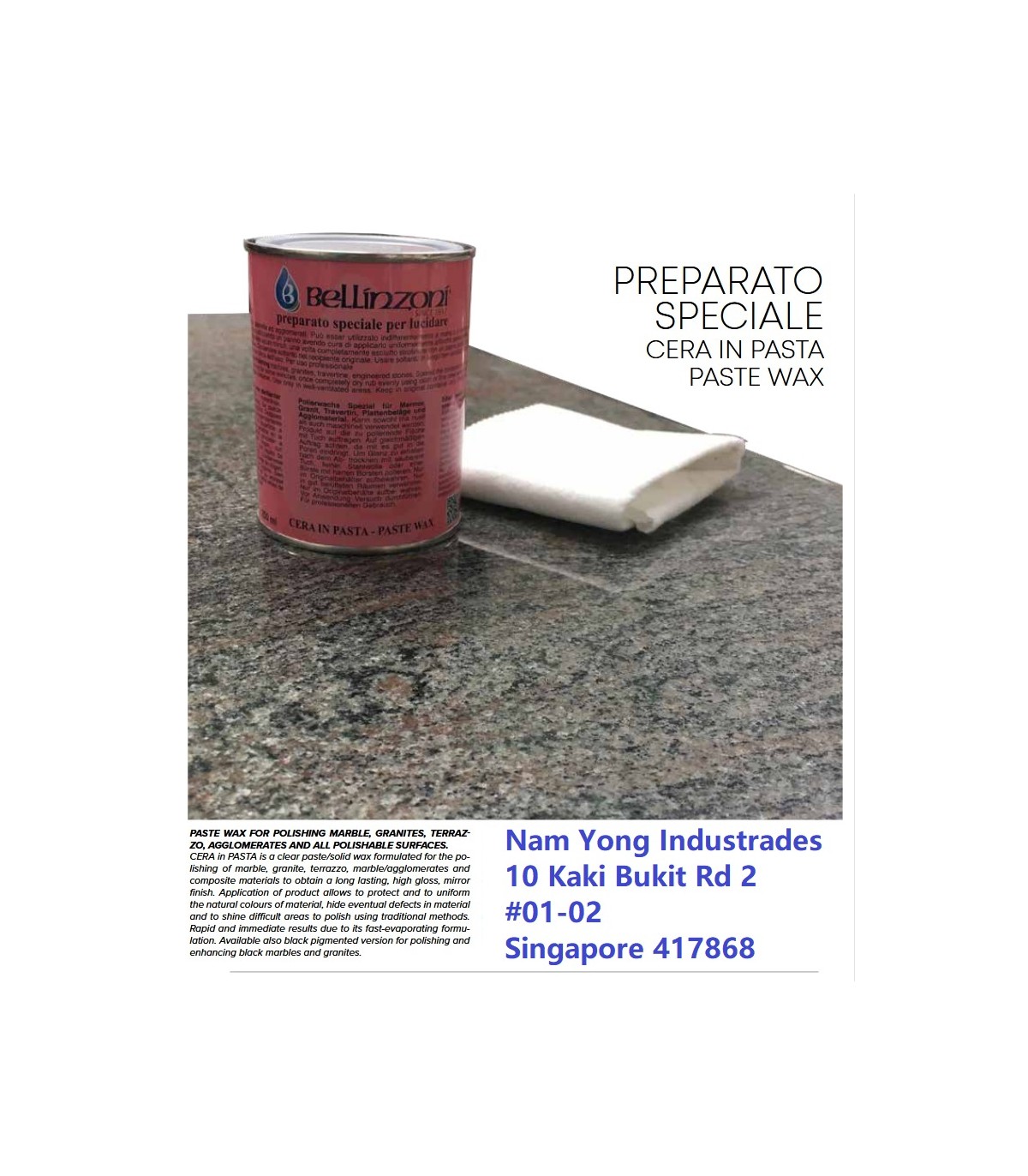 Bellinzoni Paste Wax for Stone Polish - 250mL - Hardware Specialist