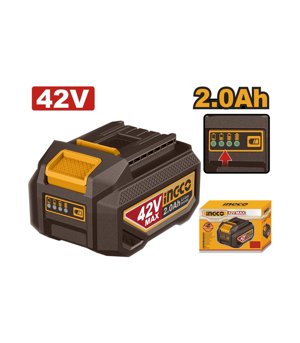 Ingco FBLI42201 42V Lithium-Ion 2.0 Ah Battery Pack - Hardware Specialist