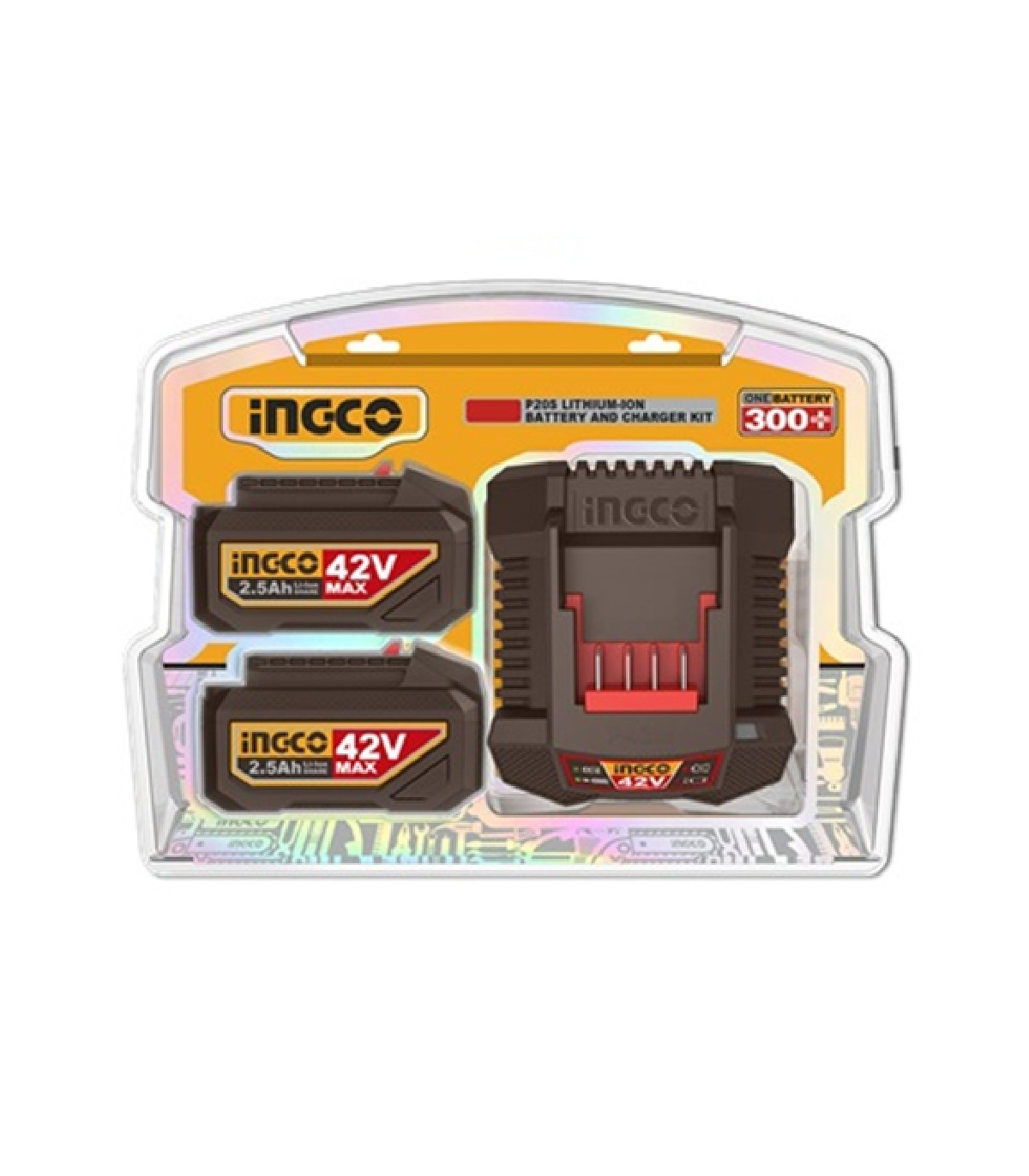 Ingco FBCPM25221 42V Lithium-Ion 2 x 2.5 Ah Battery Charger Kit ...