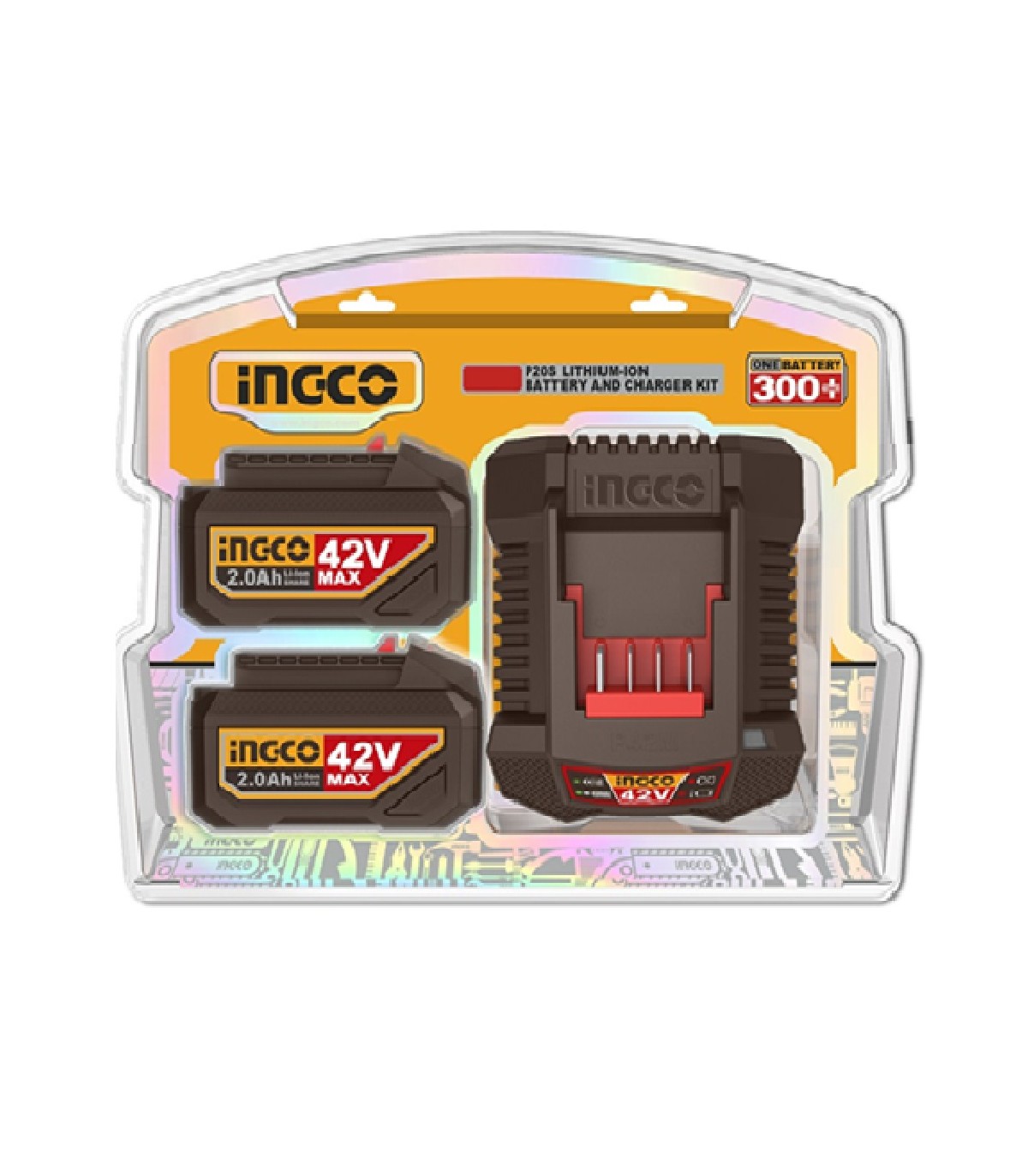 Ingco FBCPM20221 42V Lithium-Ion 2 x 2.0 Ah Battery Charger Kit ...