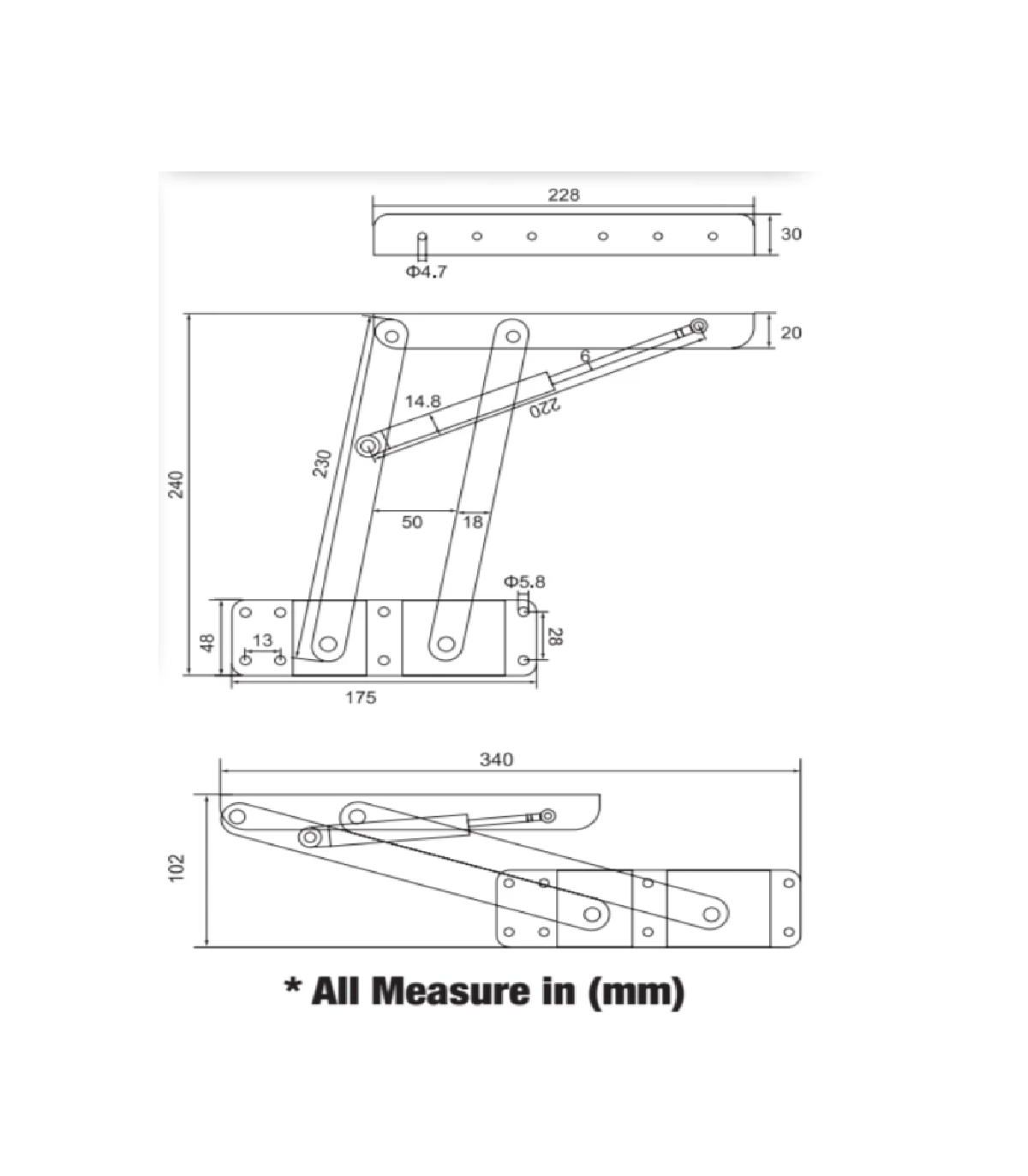 ecoWare S-CS14 Soft-Close Lift Up Top Stay with Hydraulic - Hardware ...