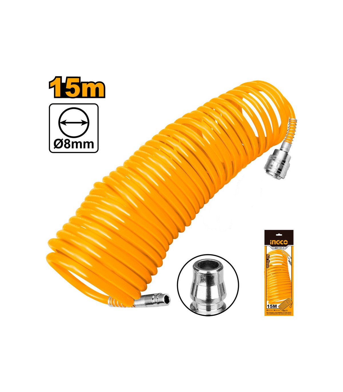 Ingco AH1151-3 Polyurethane 15M Heavy-Duty Air Hose - Hardware Specialist