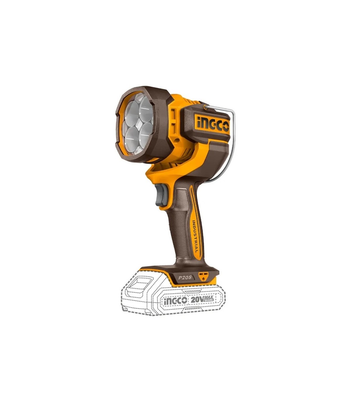 Ingco COSLI250782 20V 4-in-1 Cordless Impact Wrench & LED Combo ...