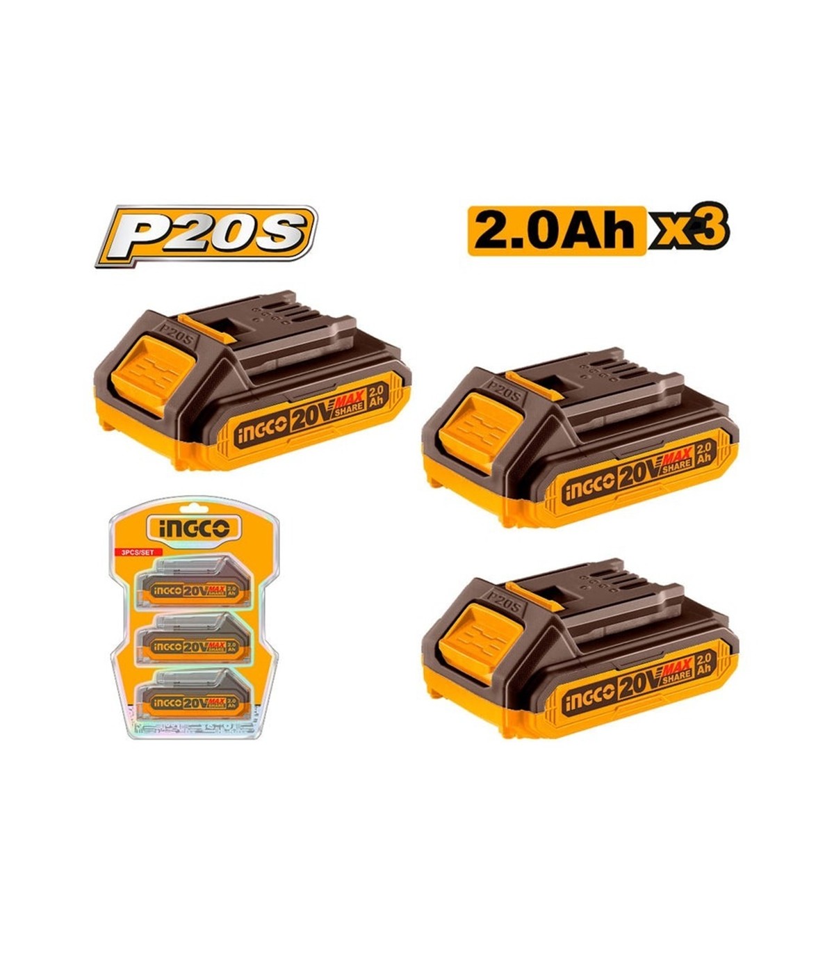 Ingco COSLI240311 Battery Value Pack 3×20V 2.0Ah – Hardware Specialist