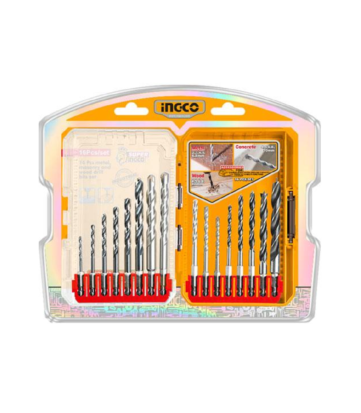 Ingco AKDL11608 16PCS Multi-Material Drill Bit Set | Hardware Specialist
