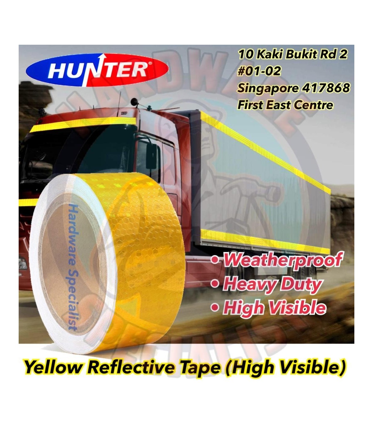 Hunter Highly Visible Safety Reflective Tape (Yellow)