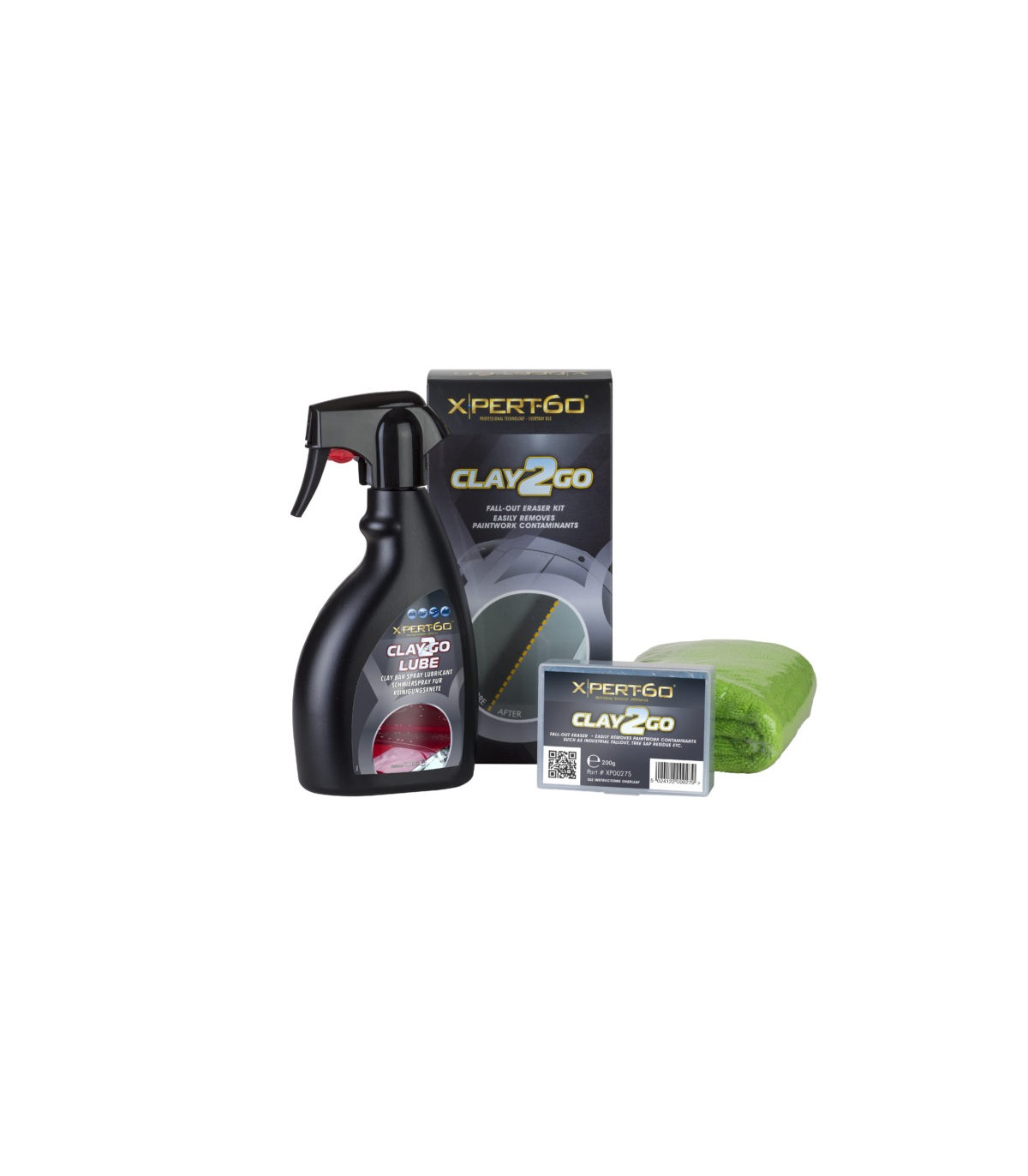 Xpert-60 Clay-2-Go Kit - Lube - 500mL, Clay - 200g, Fiber Cloth