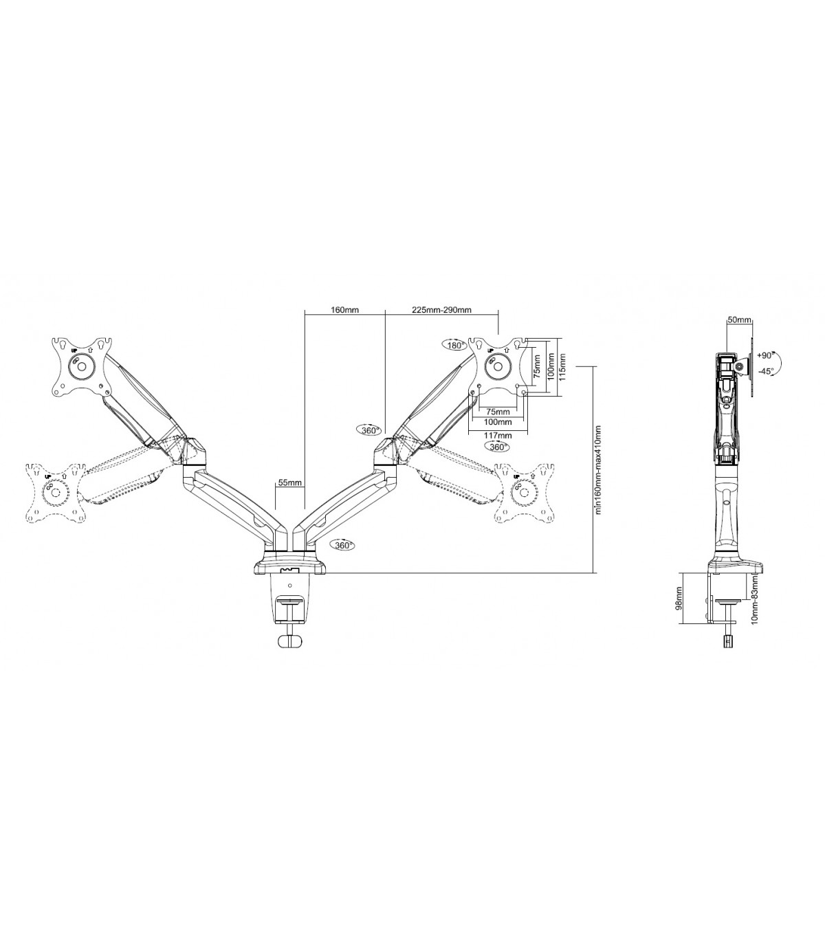 Titan SGB382 17''-32'' Monitor Mount Solutions TV Bracket - Black ...