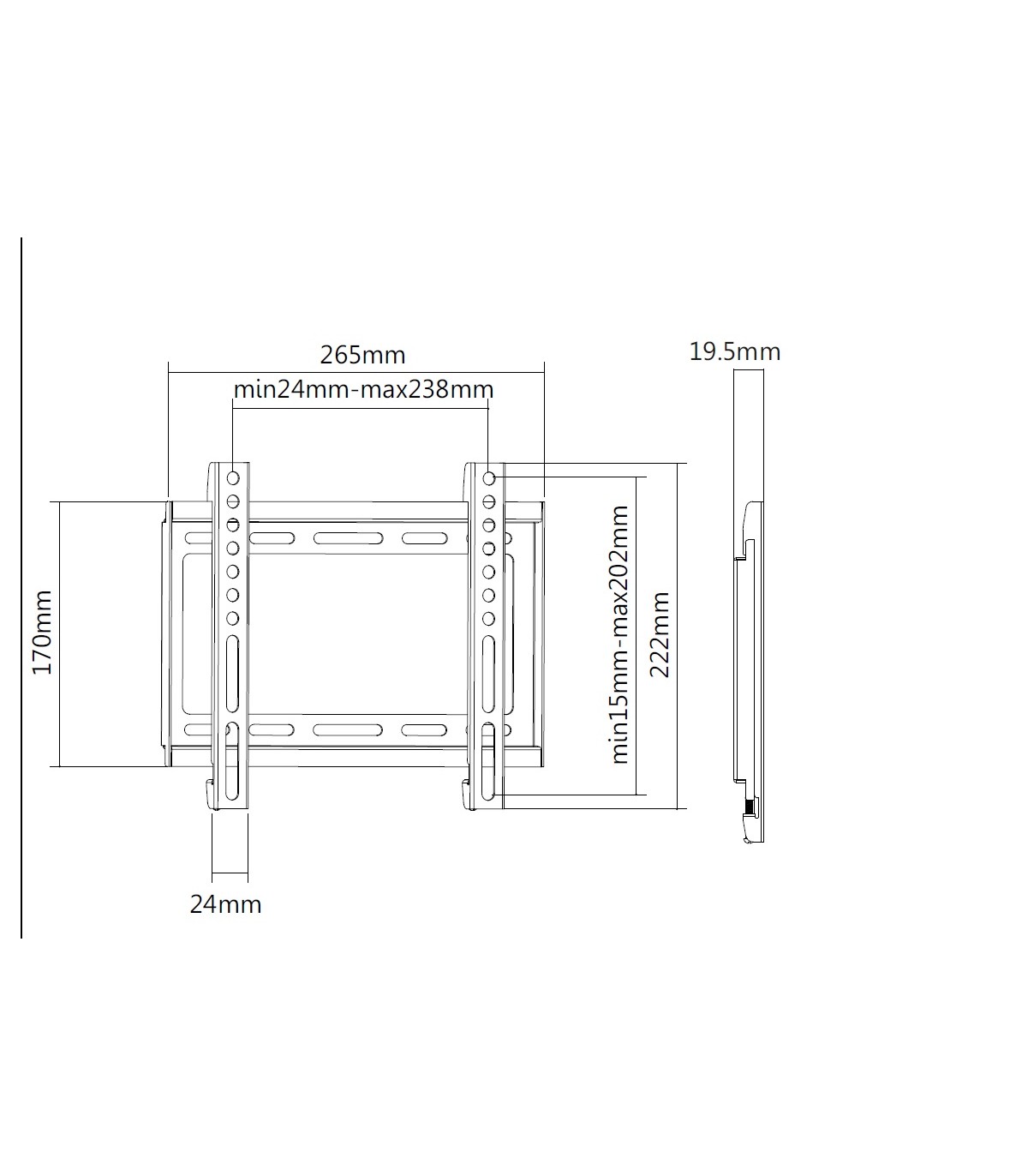 Titan SGB201 23''- 43'' Fixed Mount TV Bracket - Black - Hardware ...